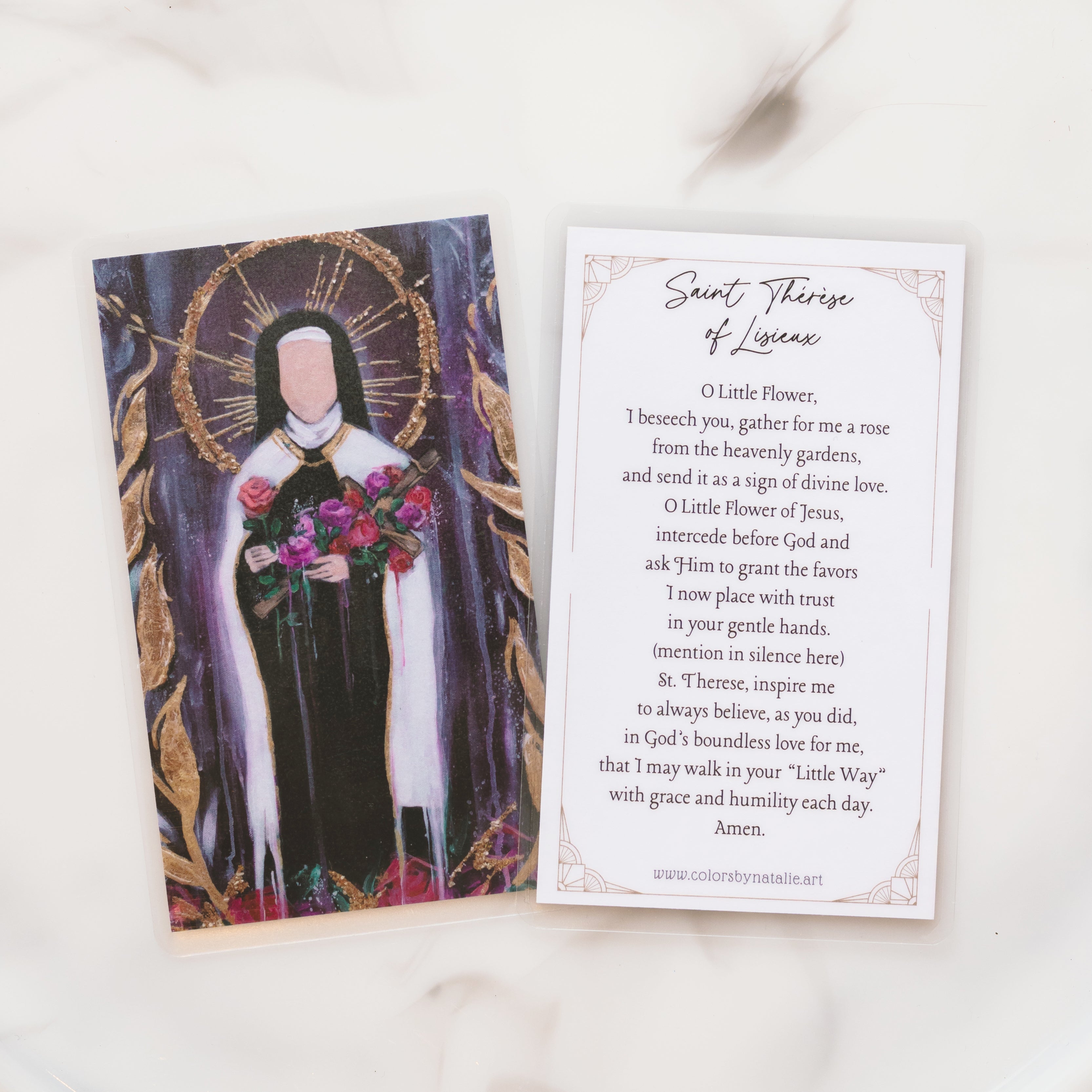 Saint Thérèse of Lisieux Prayer Card – Colors by Natalie